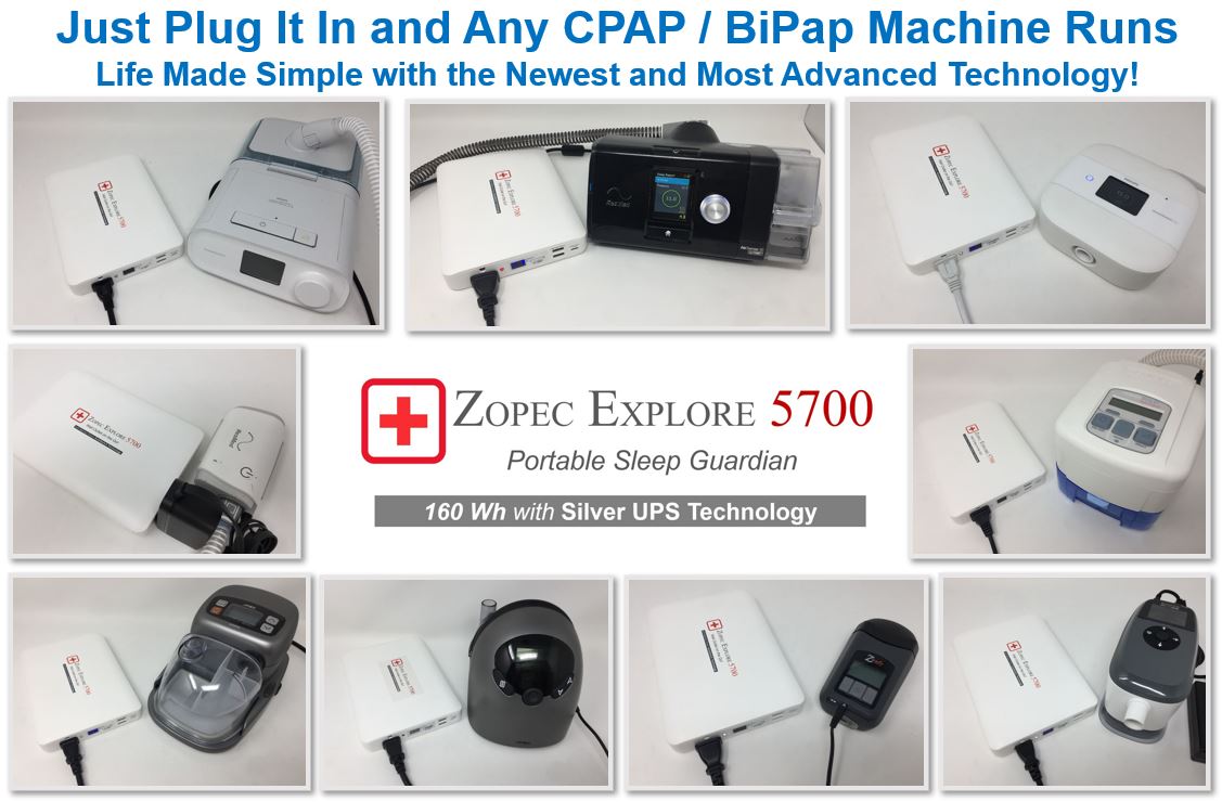 Zopec EXPLORE 5700 CPAP/BiPAP Travel & UPS Battery (up to 3 nights ...