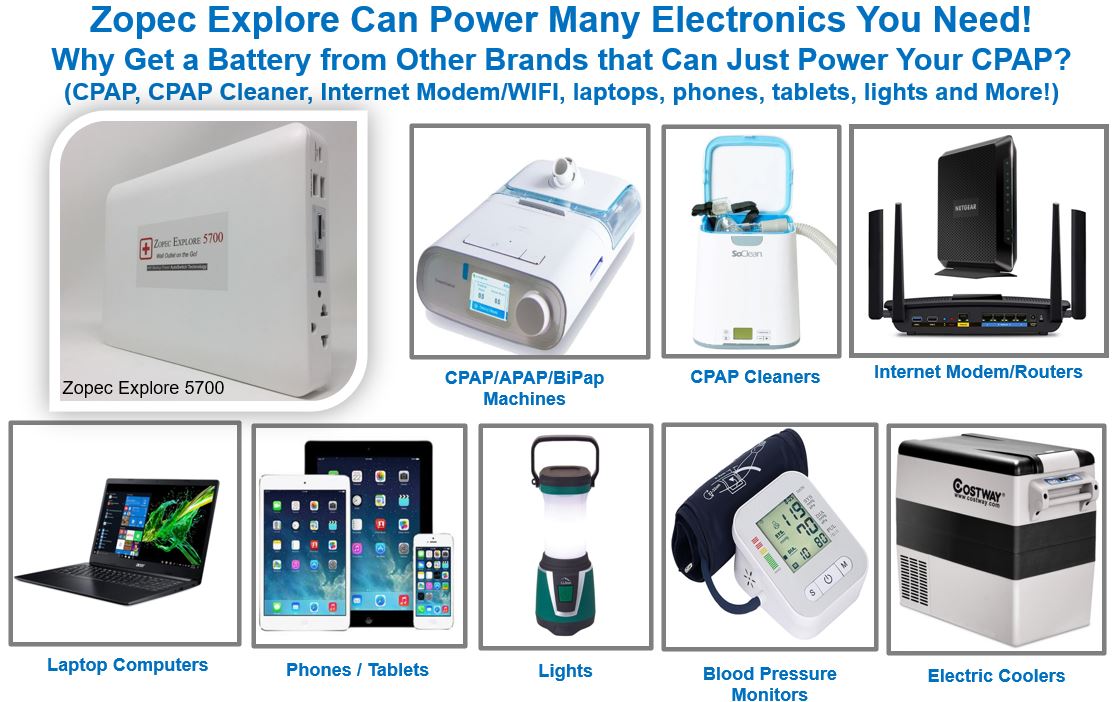 Zopec EXPLORE 5700 CPAP/BiPAP Travel & UPS Battery (up to 3 nights ...